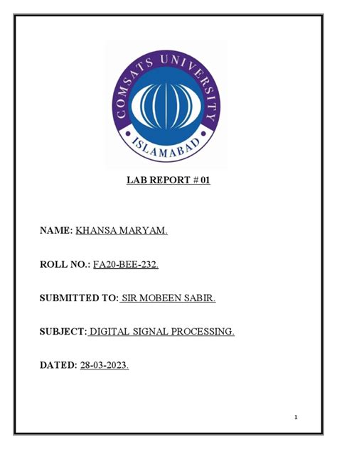 Lab Report 1 Dsp Pdf Digital Signal Processor Programming