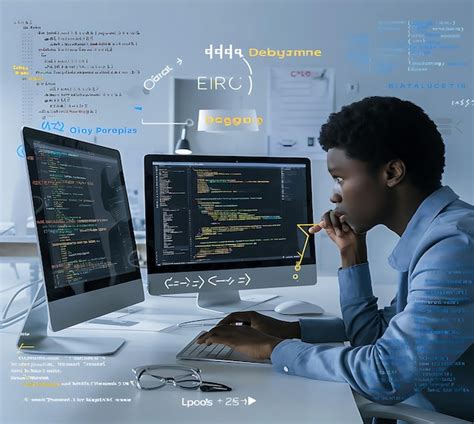 Coder Engineer Working With His PC Premium AI Generated Image