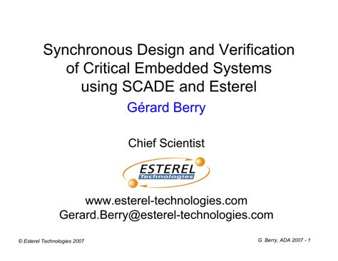 Pdf Synchronous Design And Verification Of Critical Embedded Systems