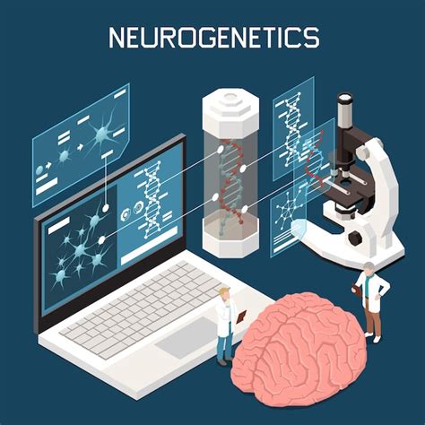Free Vector Isometric Neuroscience Neurogenetics Composition With