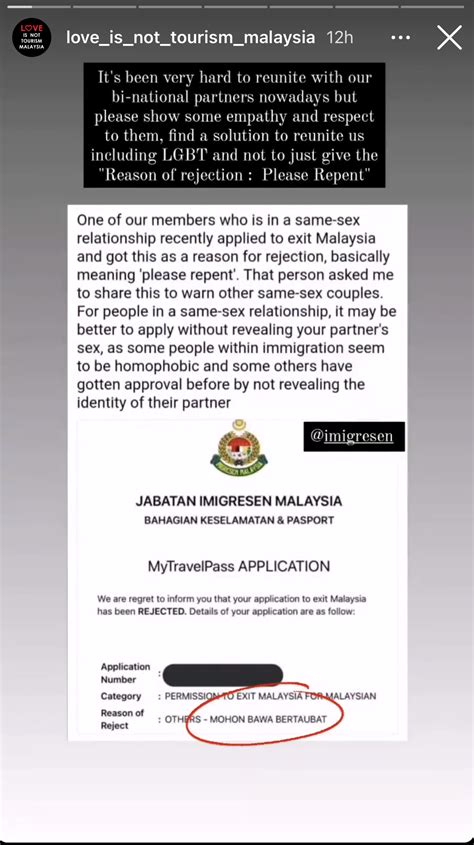 Immigration Rejects MyTravelPass For Same Sex Couple Please Repent Given As Reason