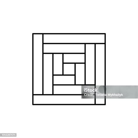 로그 캐빈 퀼트 패턴의 블랙 화이트 벡터 일러스트 선 퀼트 및 패치워크 기하학적 디자인 서식 파일의 아이콘입니다 흰색 배경에 고립 걸레에 대한 스톡 벡터 아트 및 기타