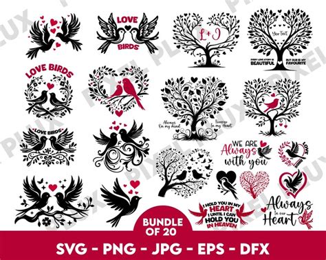 Love Birds Svg Cute Birds Clipart Cute Birds Vector Love Bird Silhouette Birds In Tree Svg