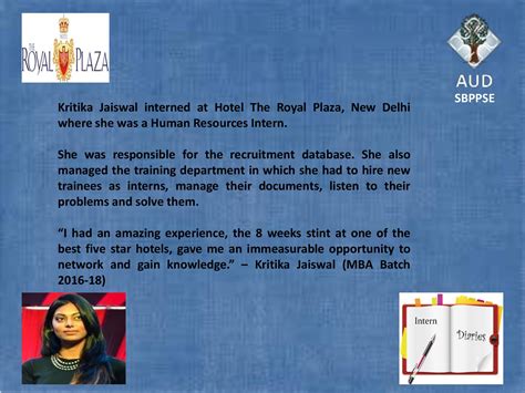 sbppse intern diaries kritika jaiswal interned at hotel the royal