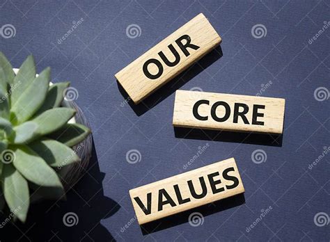Our Core Values Symbol Concept Words Our Core Values On Wooden Blocks Beautiful Deep Blue