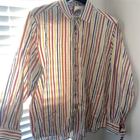 Robert Graham Dress Shirt Colorful White Striped 2xl Depop
