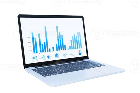 A Laptop Displaying Colorful Bar Graphs And Charts Emphasizing Data Analysis And Visualization