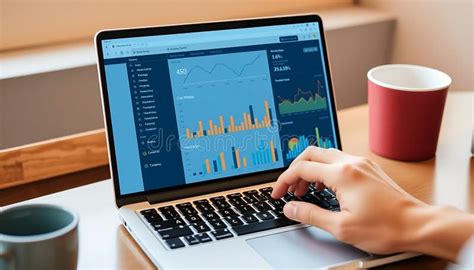 Business Analytics Dashboard On Laptop Data Analysis And Kpi Monitoring On Screen Stock