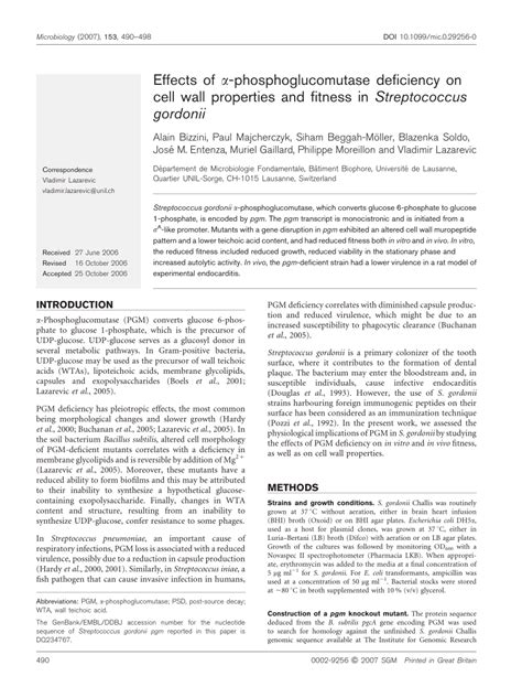 Pdf Effects Of Phosphoglucomutase Deficiency On Cell Wall Properties And Fitness In