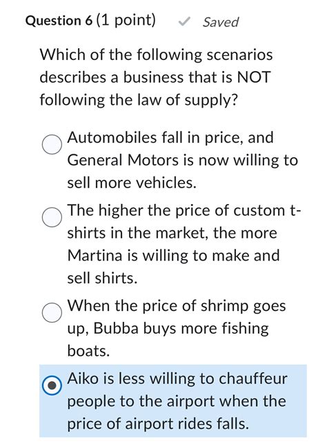 Solved Question 6 1 ﻿point Savedwhich Of The Following