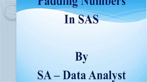 Adding Leading Zeros To Numbers In Sas Youtube