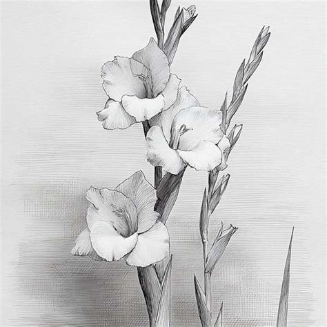 How To Draw A Realistic Gladiolus Flower Pencil Sketch Drawing