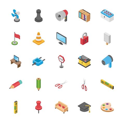 Premium Vector Isometric Pack Of Objects