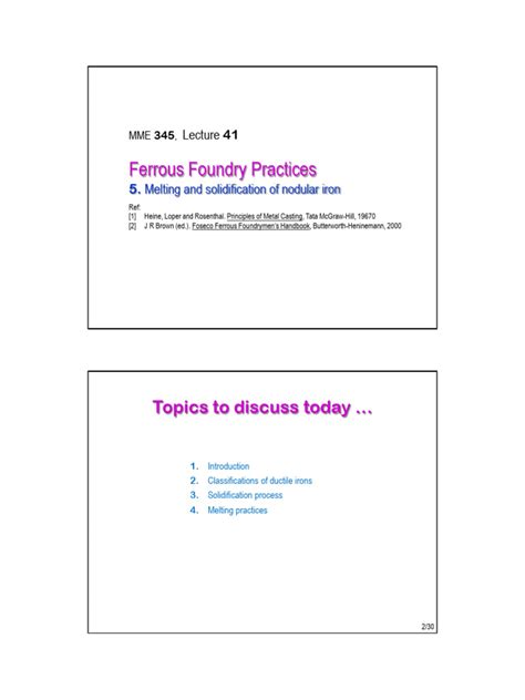 Lec 41 Melting And Solidification Of Nodular Irons Pdf Magnesium Iron