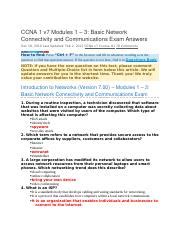 CCNA 1 v7 Modules 1.docx - CCNA 1 v7 Modules 1 - 3: Basic Network ...