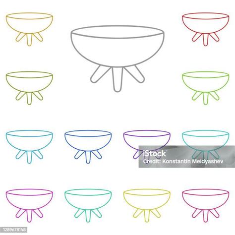 여러 색상의 화로 아이콘 간단한 얇은 선 Ui 및 Ux 웹 사이트 또는 모바일 응용 프로그램에 대한 캠프 아이콘의 윤곽 벡터 0명에 대한 스톡 벡터 아트 및 기타 이미지