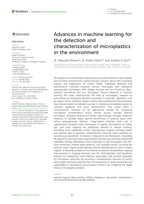 Pdf Advances In Machine Learning For The Detection And Characterization Of Microplastics In