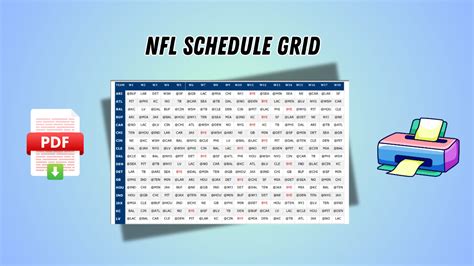2025 Nfl Schedule Grid Printable And Weekly Matchups Pdf