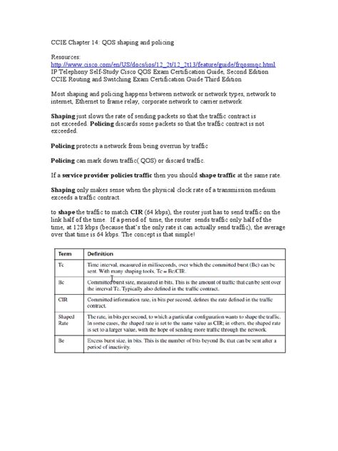 ccie chapter 14 qos shaping and policing pdf technology and engineering