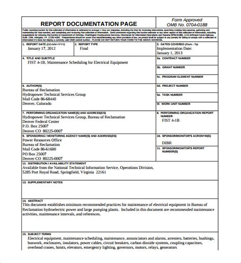 Electrical Preventive Maintenance Schedule Template