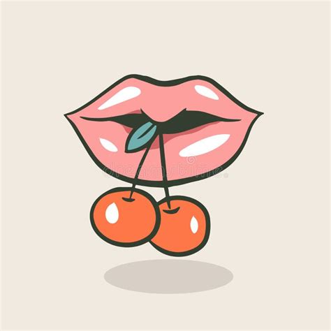 Lips Biting Candy Cherry Stock Illustration Illustration Of Face 251983793
