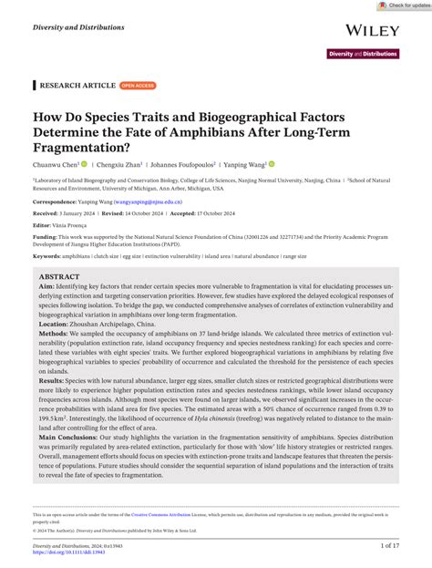 Pdf How Do Species Traits And Biogeographical Factors Determine The Fate Of Amphibians After