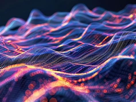 Premium Photo Abstract Landscape Of Digital Data Flowing Lines And