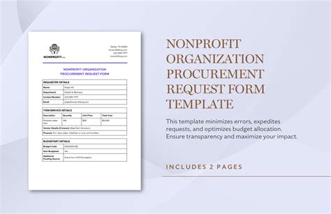 Nonprofit Organization Procurement Request Form Template In Pdf Word