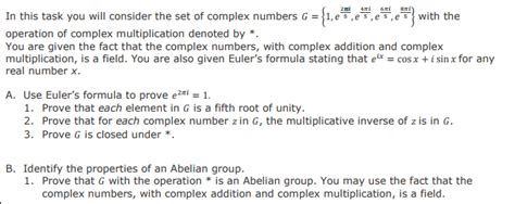 Solved In This Task You Will Consider The Set Of Complex Chegg Com