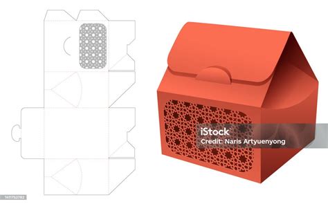 스텐실링 된 창 다이 컷 템플릿 및 3d 모형이있는 짧은 포장 플립 백 상자 0명에 대한 스톡 벡터 아트 및 기타 이미지 0명 개념 개념과 주제 Istock
