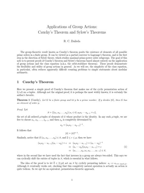 Cauchy Theorem Download Free Pdf Group Mathematics Mathematical