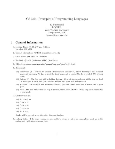 Midterm Notes For Principle Programming Language Cs 310 Docsity