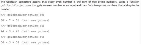 Solved The Goldbach Conjecture Asserts That Every Even Chegg