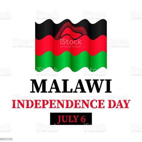 말라위 독립 기념일 깃발로 편지 국경일은 7 월 6 일에 축하합니다 타이포그래피 포스터 배너 전단지 스티커 인사말 카드 엽서 등을위한 벡터 템플릿 Central London