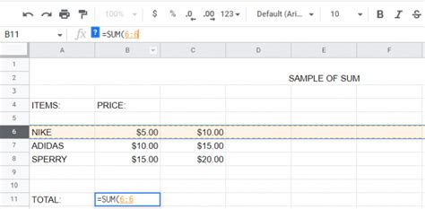 How To Sum A Row In Google Sheets