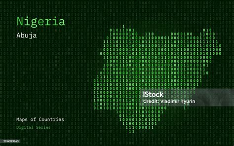 Ilustración De Nigeria Map Shown In Binary Code Pattern Matrix Numbers