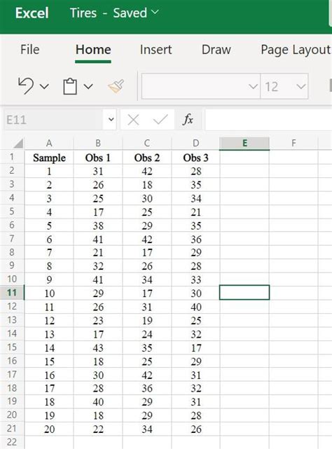 solved excel tires saved ∨ file home insert draw page
