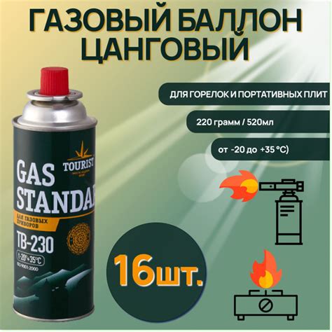 Газовый баллон Tourist (цанговый) Gas Standard TB 230 Всесезонный для ...
