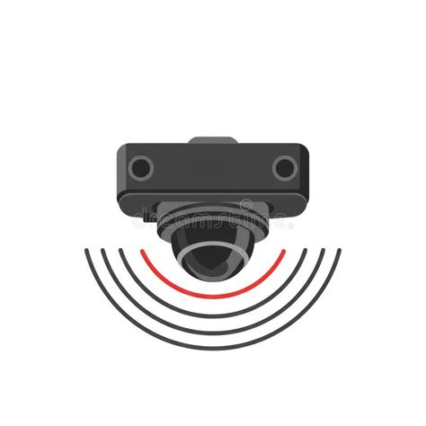 Black Camera Sensor With Red Waves On White Background Stock