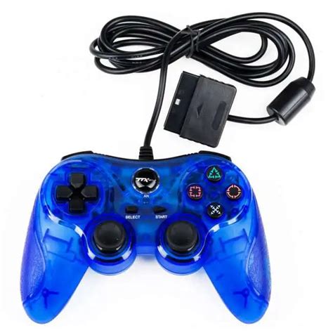 Playstation Playstation PS Wired Controller Clear Blue TTX Tech ToyWiz