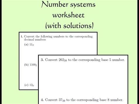 Number Systems Worksheet With Solutions Teaching Resources