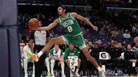 Josh Minott In Full Mow Tion For The Green Boston Celtics