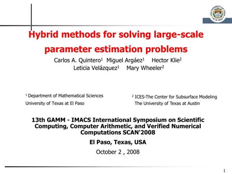 Ppt Hybrid Methods For Solving Large Scale Parameter Estimation