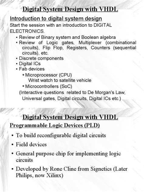Introuction To Dsd With Vhdl Pdf Hardware Description Language