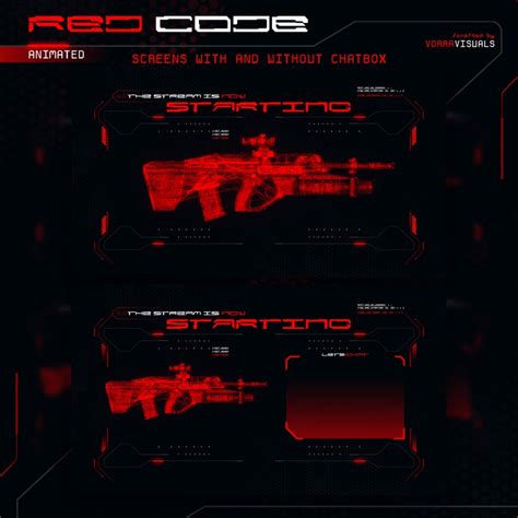 Animated Red Code Twitch Pack Shooter Fps Military Streamer Package