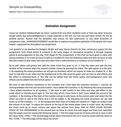 Animation Assignment 1537 Words Free Essay Example On Graduateway