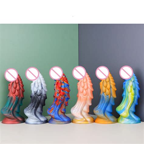 New Mixed Color Liquid Silicone Big Penile Imitating Abnormality Anal Stuff False Penis Female