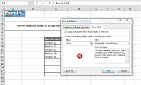 Prevent Duplicate Entries In A Range With Excel Data Validation
