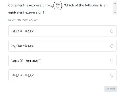consider the expression log3 27x9y which of the following is an