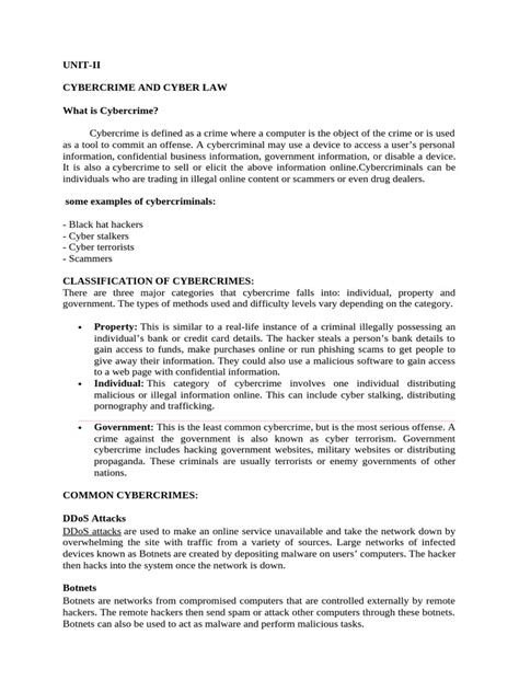Cyber Security Unit Ii Pdf Cybercrime Malware